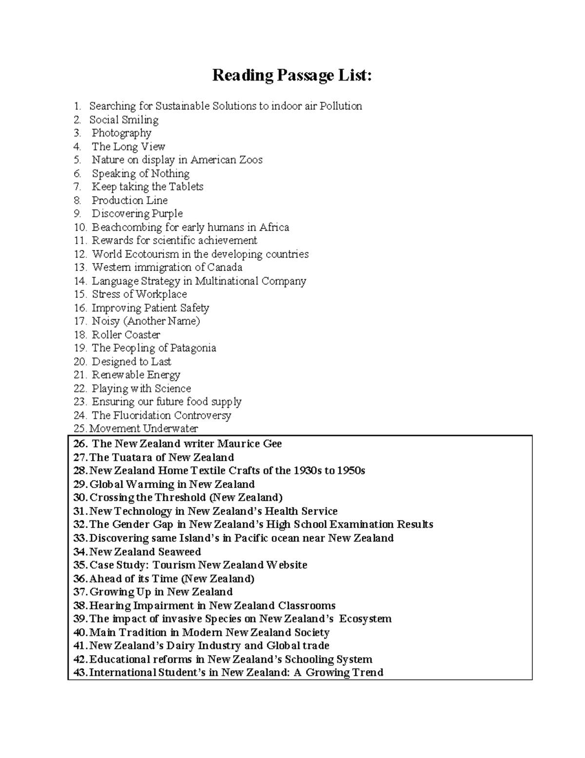 Passage List: Exploring Diverse Topics in Environmental and Social ...