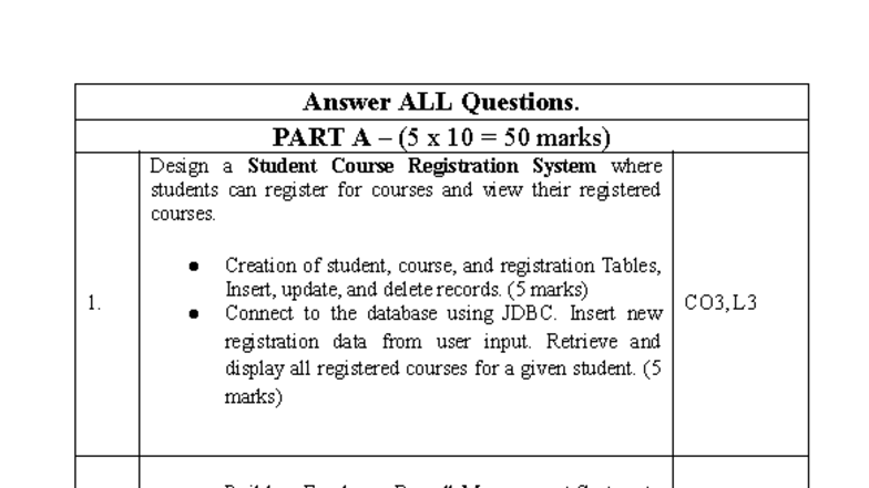 FSWD-QB - Assessment Questionnaire: Course Registration & Management Systems - Studocu