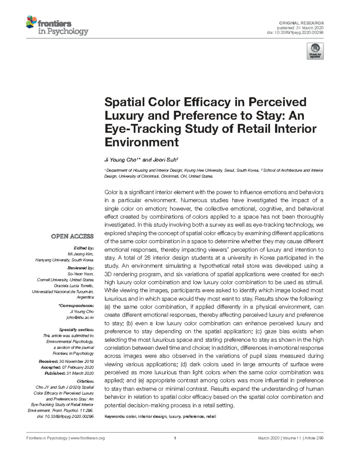 Spatial Color Efficacy and Luxury Perception: An Eye-Tracking Study ...