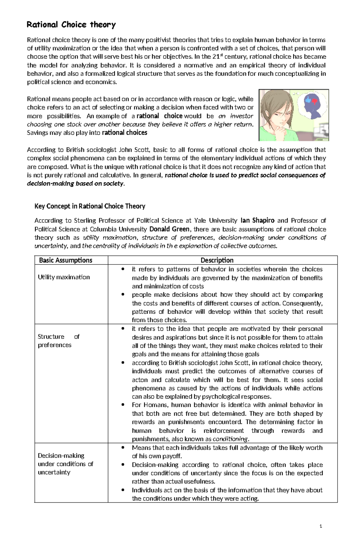 DISS-SEMI- Final - NOTES - Rational Choice theory Rational choice ...