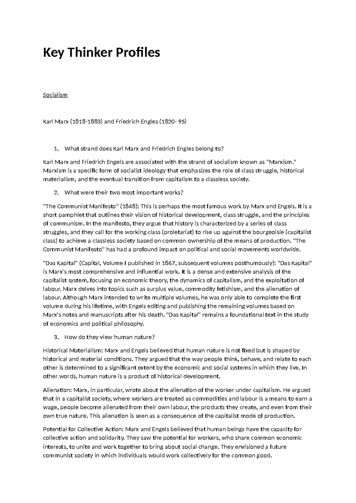 Key Thinker Profiles in Socialism: Marx, Engels, Luxemburg, and More ...