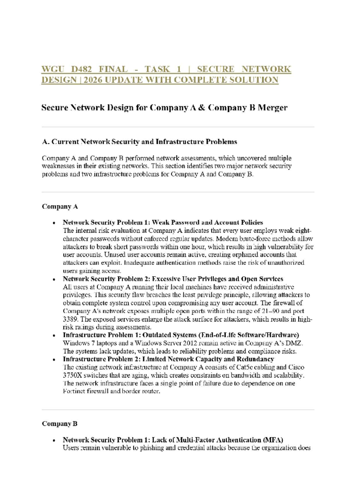 WGU D482 Final Task 1: Secure Network Design for Company Merger 2026 ...
