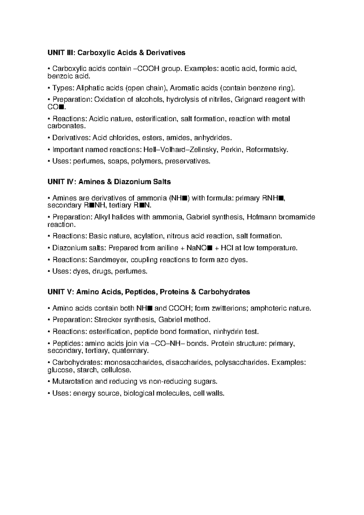 Organic Chemistry Notes: Units 3, 4 & 5 Overview - Studocu