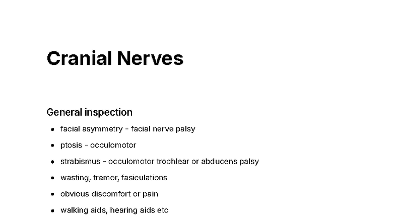 Cranial Nerves Exam Summary: Key Findings & Techniques - Studocu