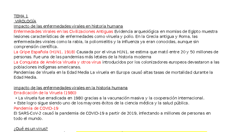 TEMA 1 VIROLOGÍA: Impacto de Enfermedades Virales en la Historia Humana ...