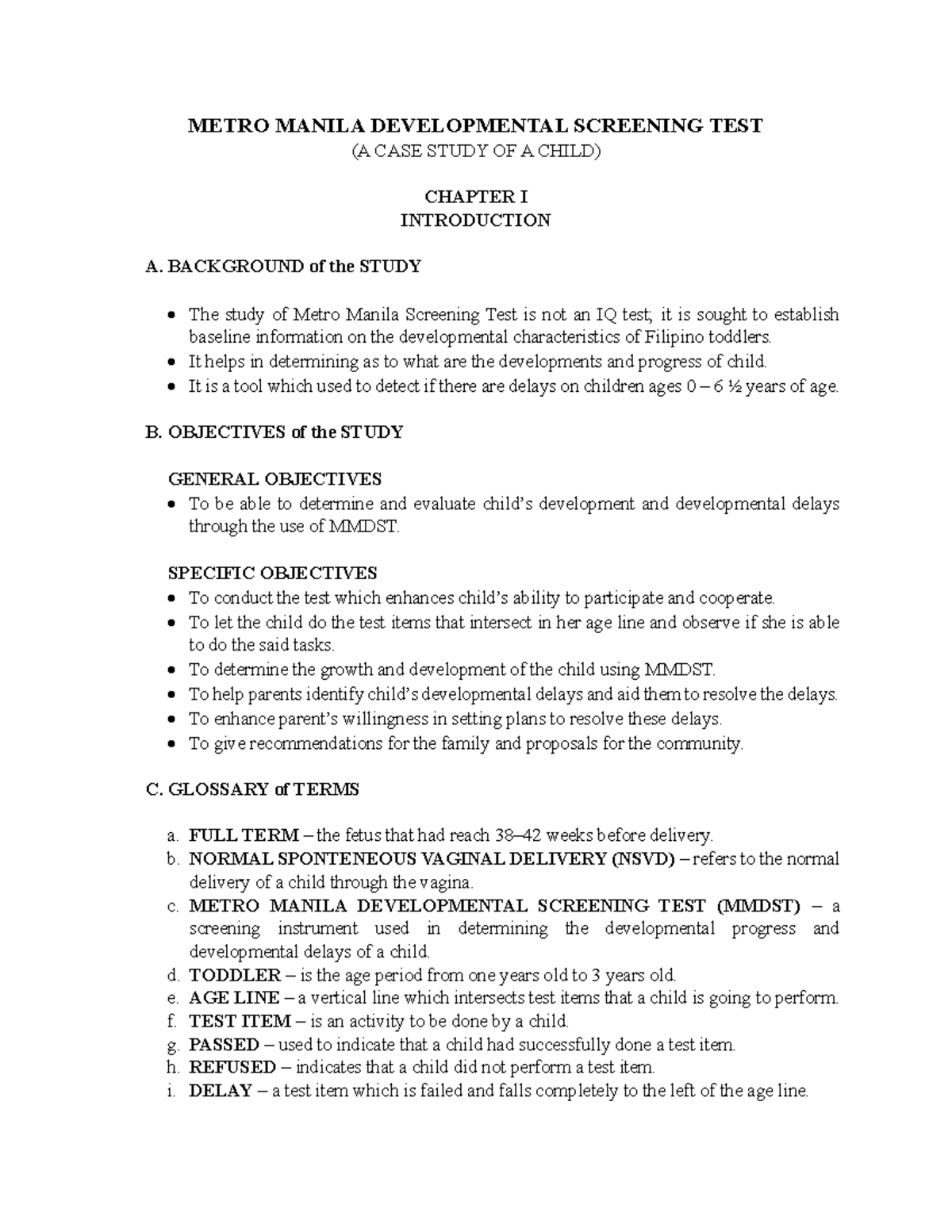 MMDST Case Study: Developmental Screening of a Filipino Toddler - Studocu