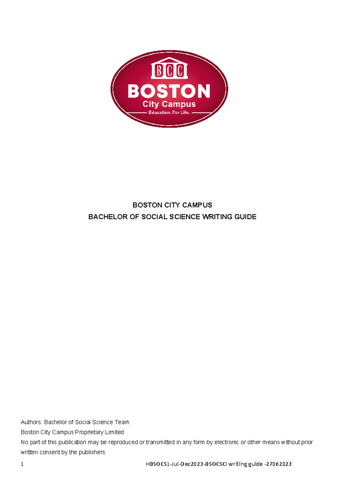 BSC3005 Bachelor of Social Science Writing Guide (Version 1) - Studocu