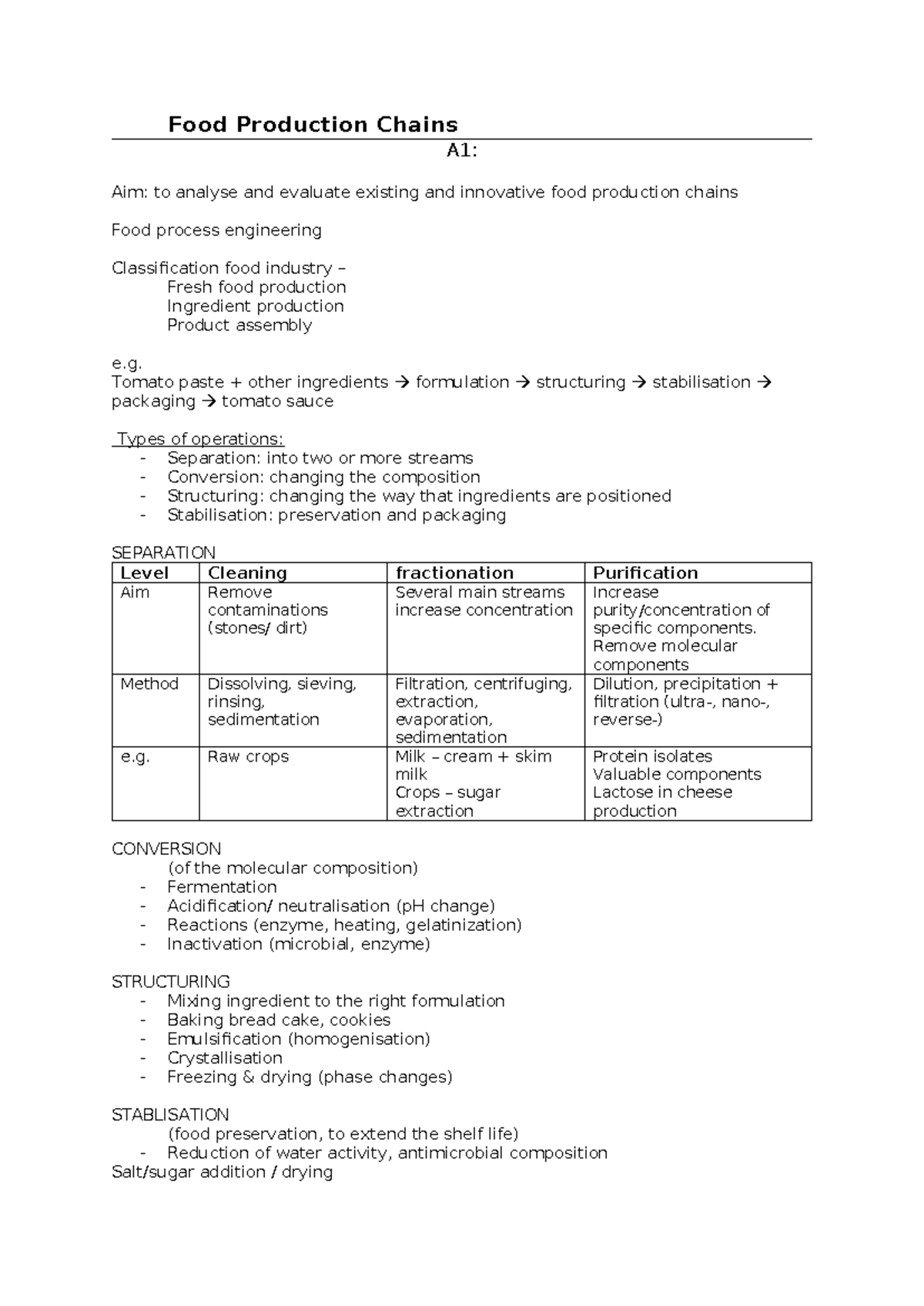Lecture 1: Analyzing Food Production Chains and Processes - Studeersnel