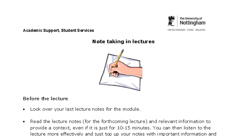 Notetaking Strategies for Effective Lectures and Revision - Studocu