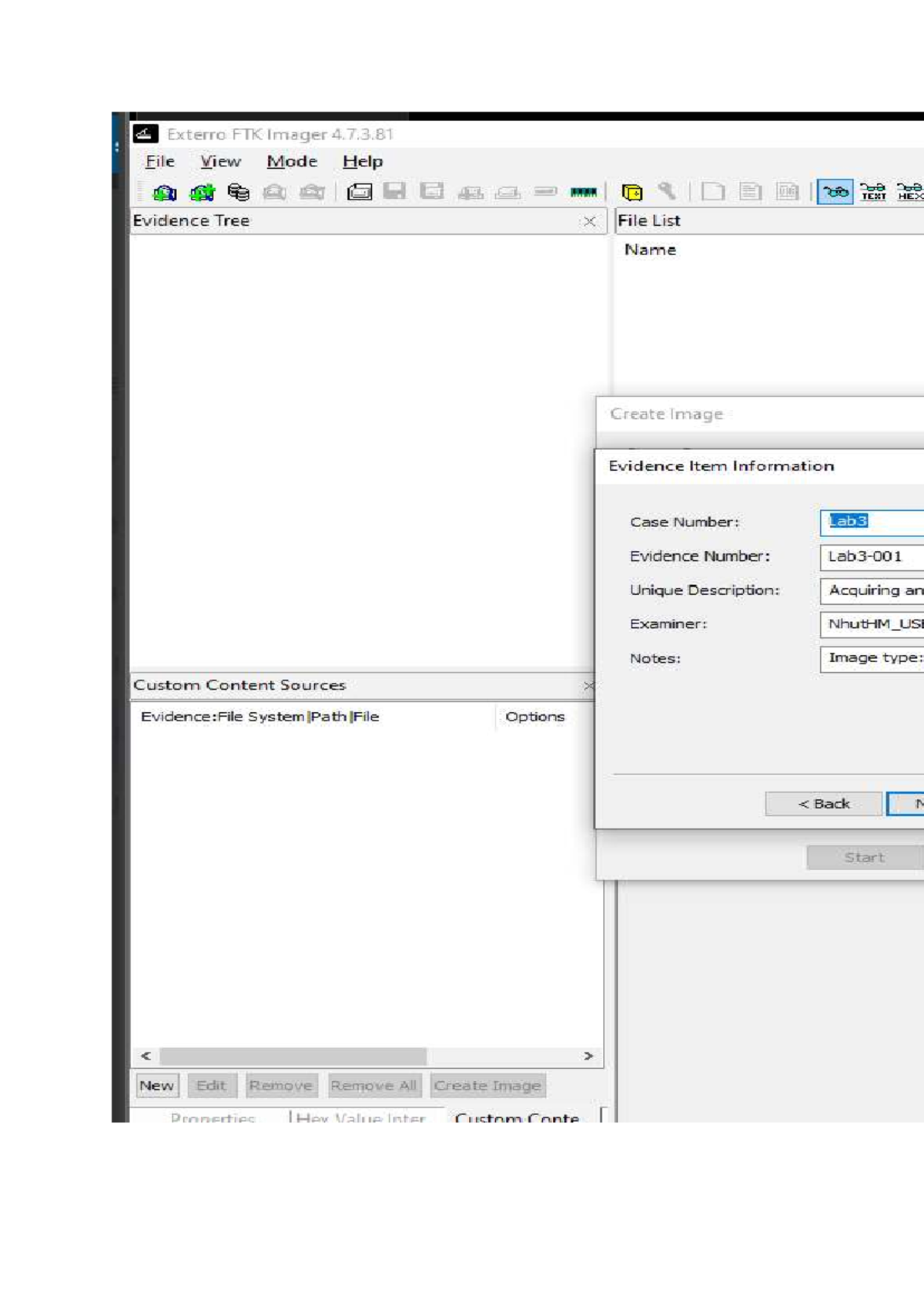 FRS301 Lab03: FTK Imager vs. dd Utility for USB Imaging - Studocu