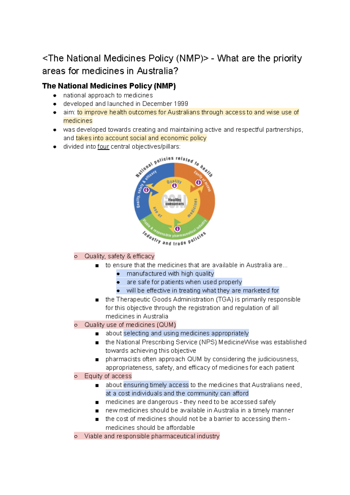 Pre-learning (PHRM1101) - - What are the priority areas - Studocu