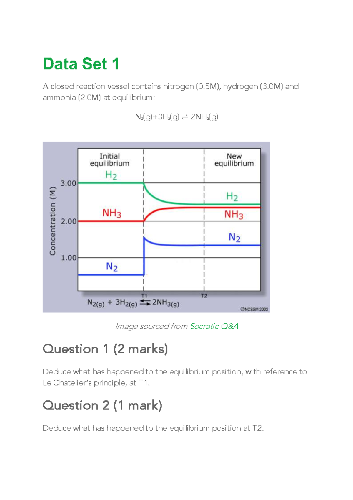 Data Test Practice Questions for Chemistry 101: Equilibrium & Titration ...