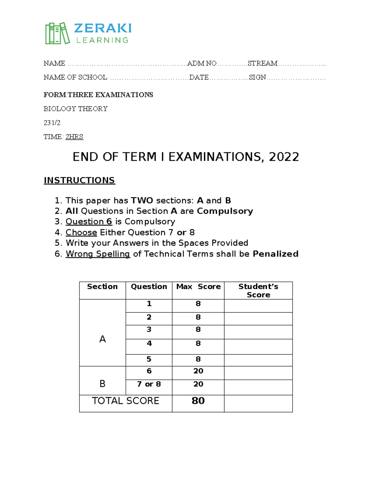 FORM 2 Biology Simplified Notes - BIOLOGY NOTES FORM 2 SIMPLIFIED ...