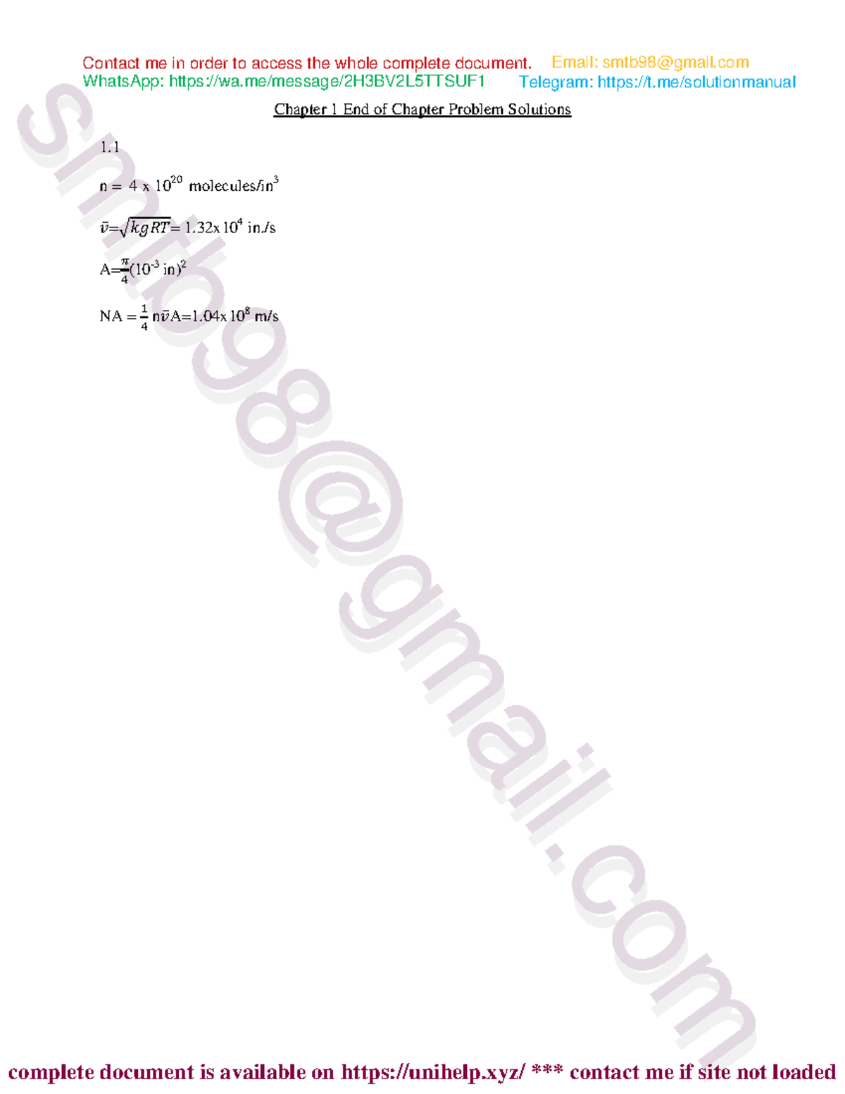 Solution Manual for Momentum, Heat & Mass Transfer: Chapter 1 Problems - Studocu