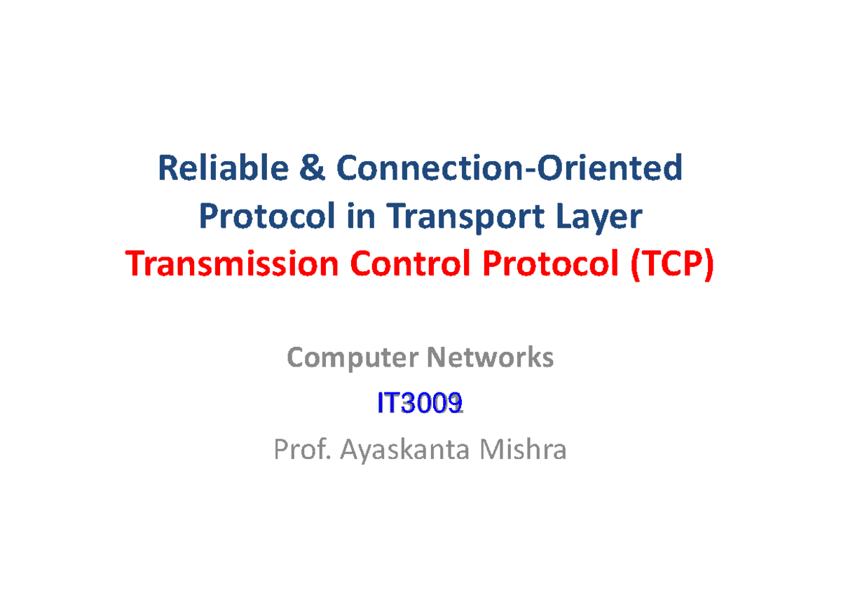 Lecture Note - IT 15: Understanding Transmission Control Protocol (TCP ...