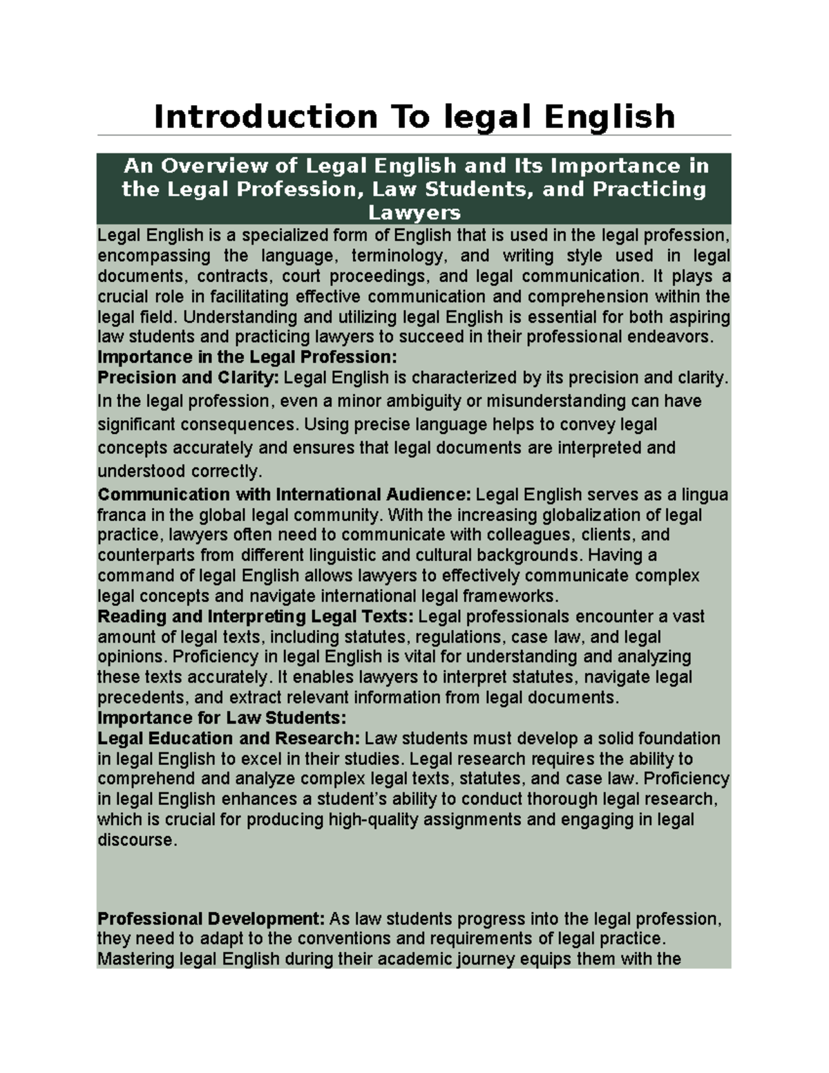 Introduction to Legal English: Importance for Law Students & Lawyers ...
