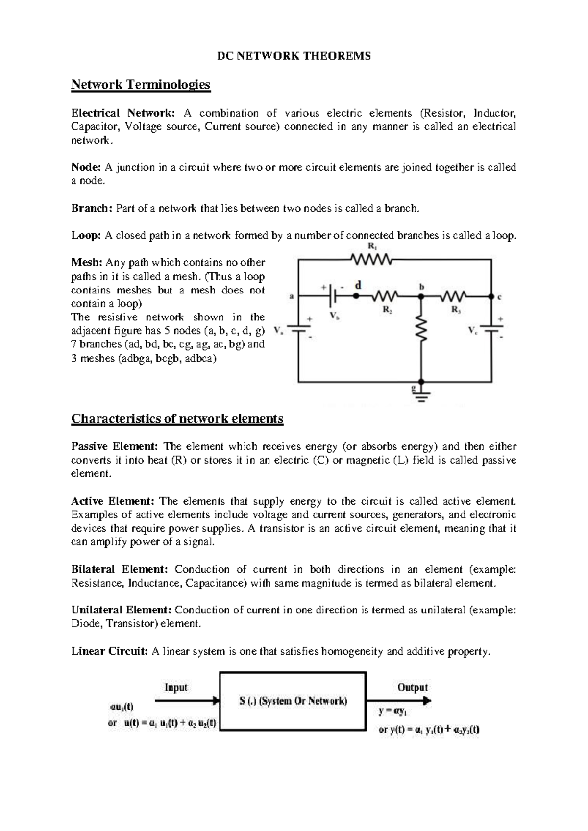 DC Network Theorems: Key Concepts and Problem Solutions (2019) - Studocu