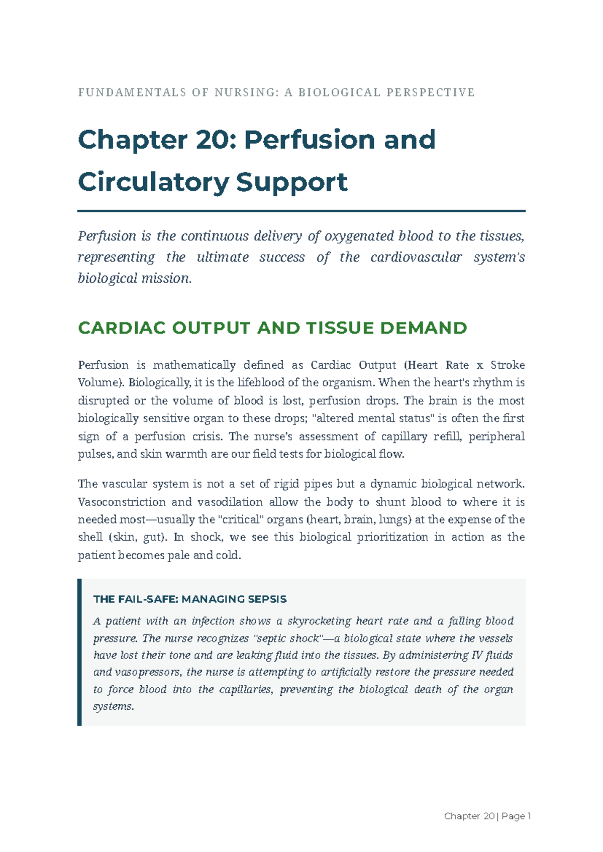 FUNDAMENTALS OF NURSING: BIOLOGICAL PERSPECTIVE CH 20 - Perfusion - Studocu