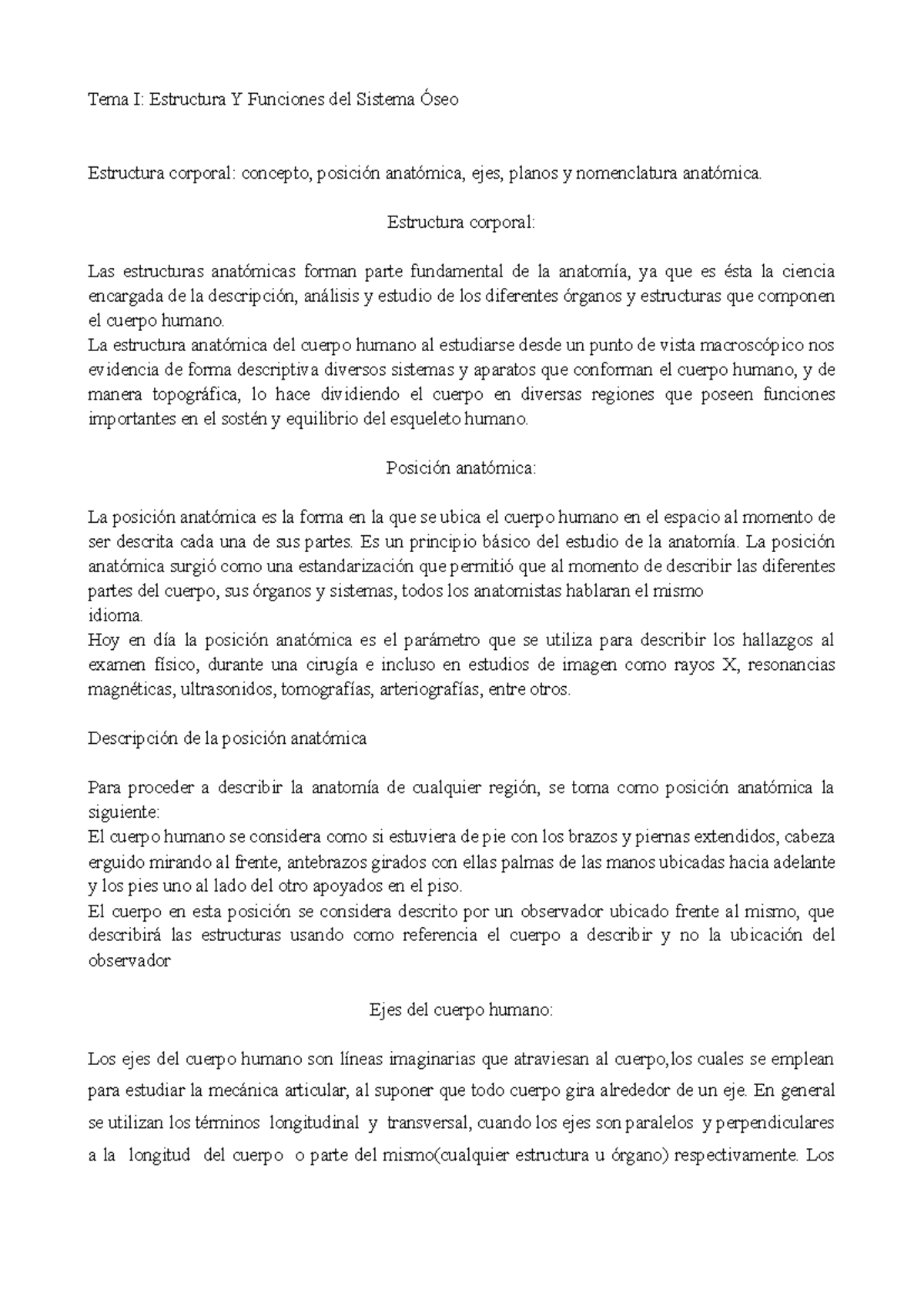 Tema I: Estructura y Funciones del Sistema Óseo (Anatomía) - Studocu