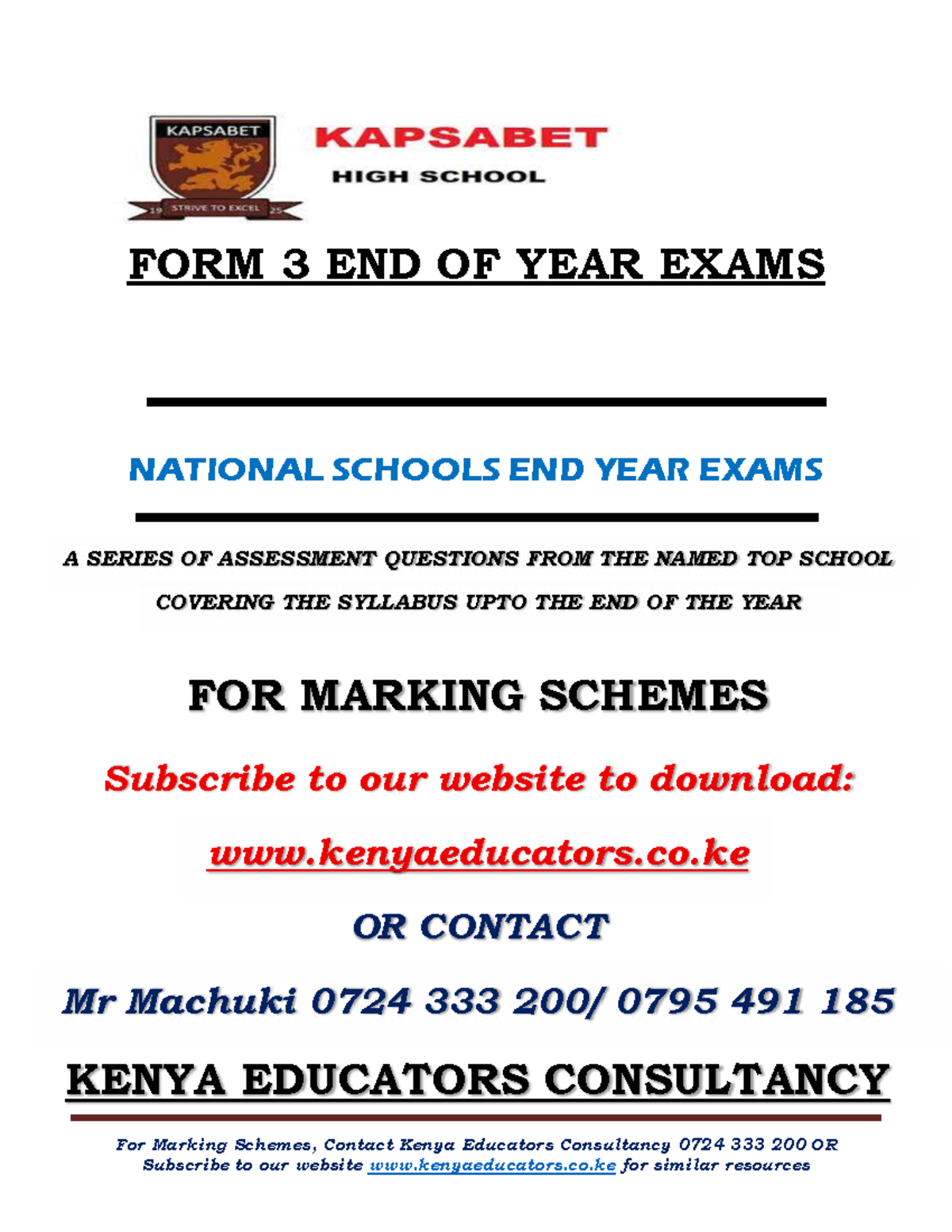FORM 3 AGRICULTURE END OF YEAR EXAM QUESTIONS & MARKING SCHEMES - Studocu