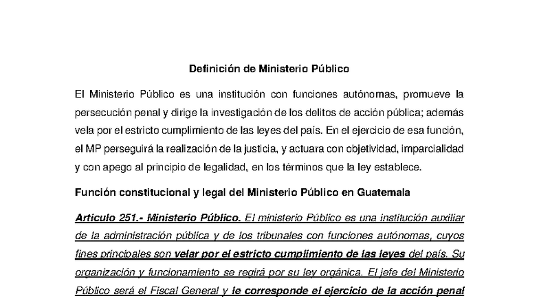 Definición y Funciones del Ministerio Público en Guatemala - Studocu