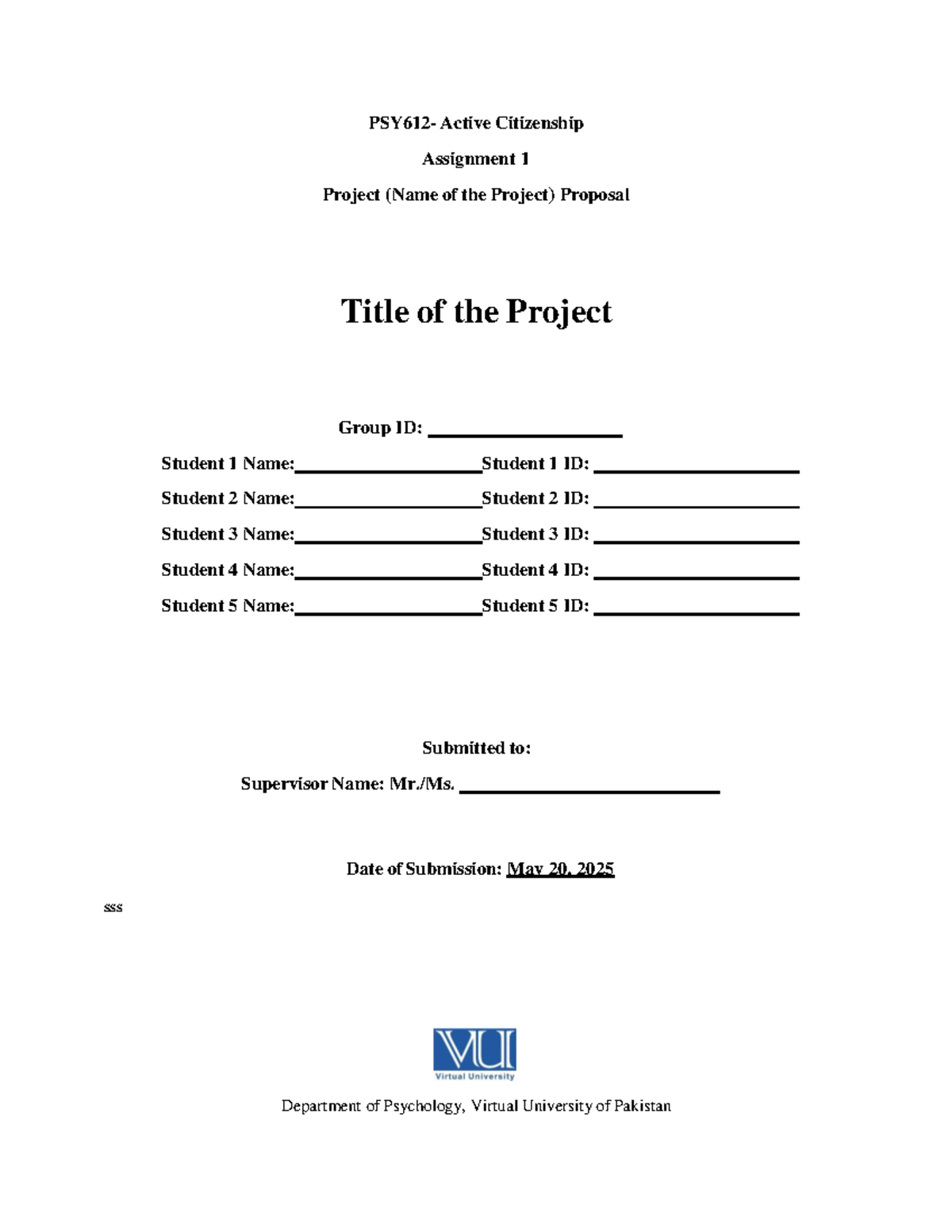 Active Citizenship Project Proposal - PSY612 Spring 2025 - Studocu