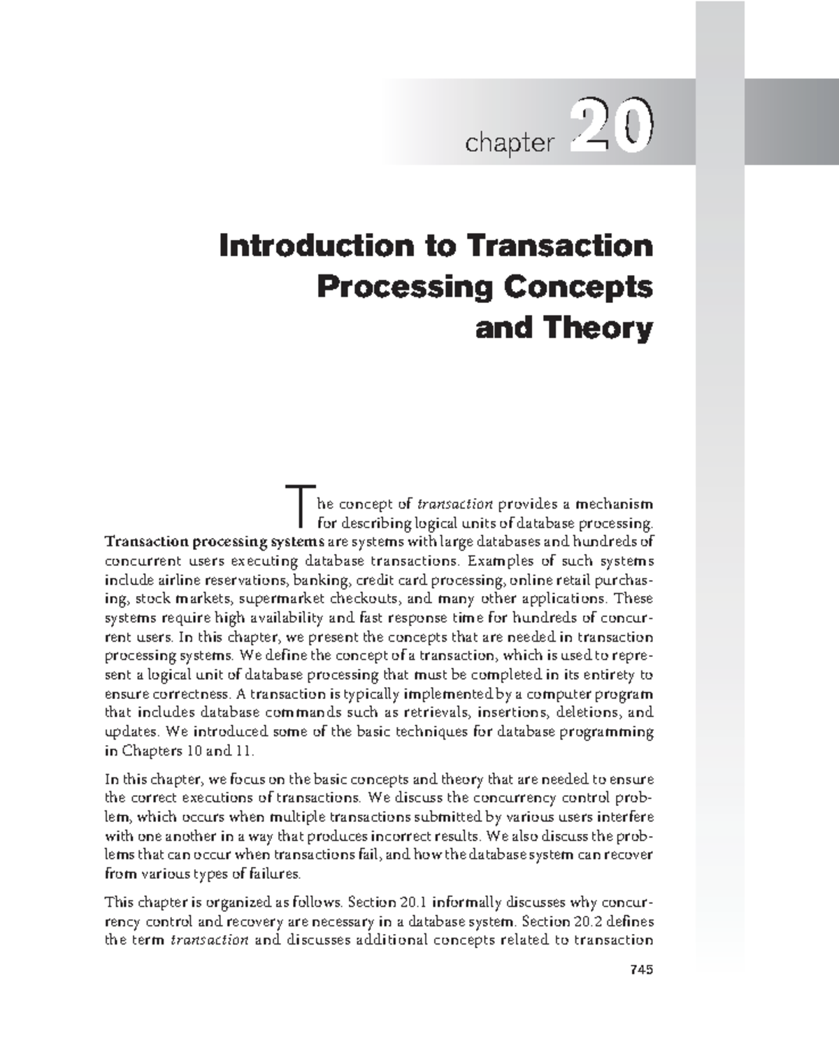 Chapter 20 Introduction to Transaction Processing Concepts and Theory ...