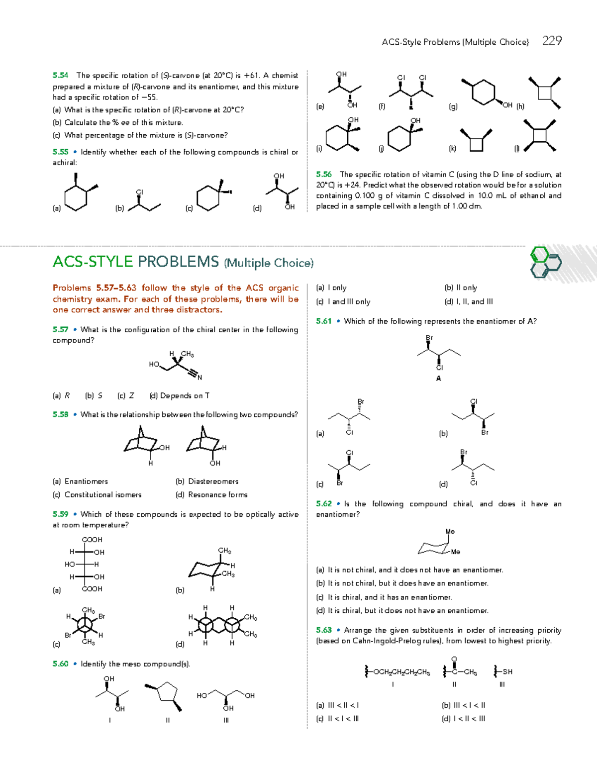Organic Chemistry Problems (Multiple Choice) 5.54 - 5.63 - Studocu