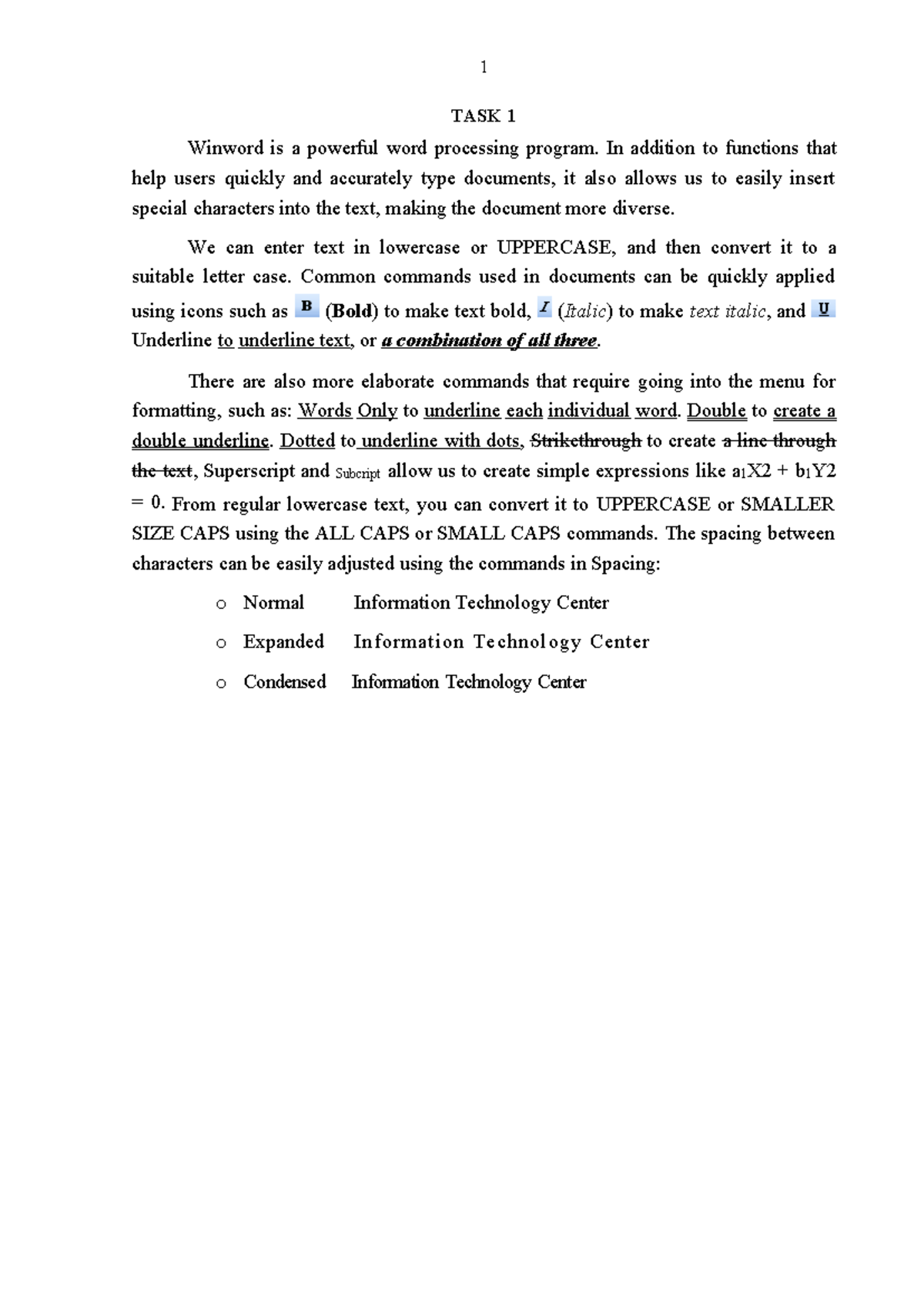 Word Processing Techniques: Practical Exercises for ITC 101 - Studocu