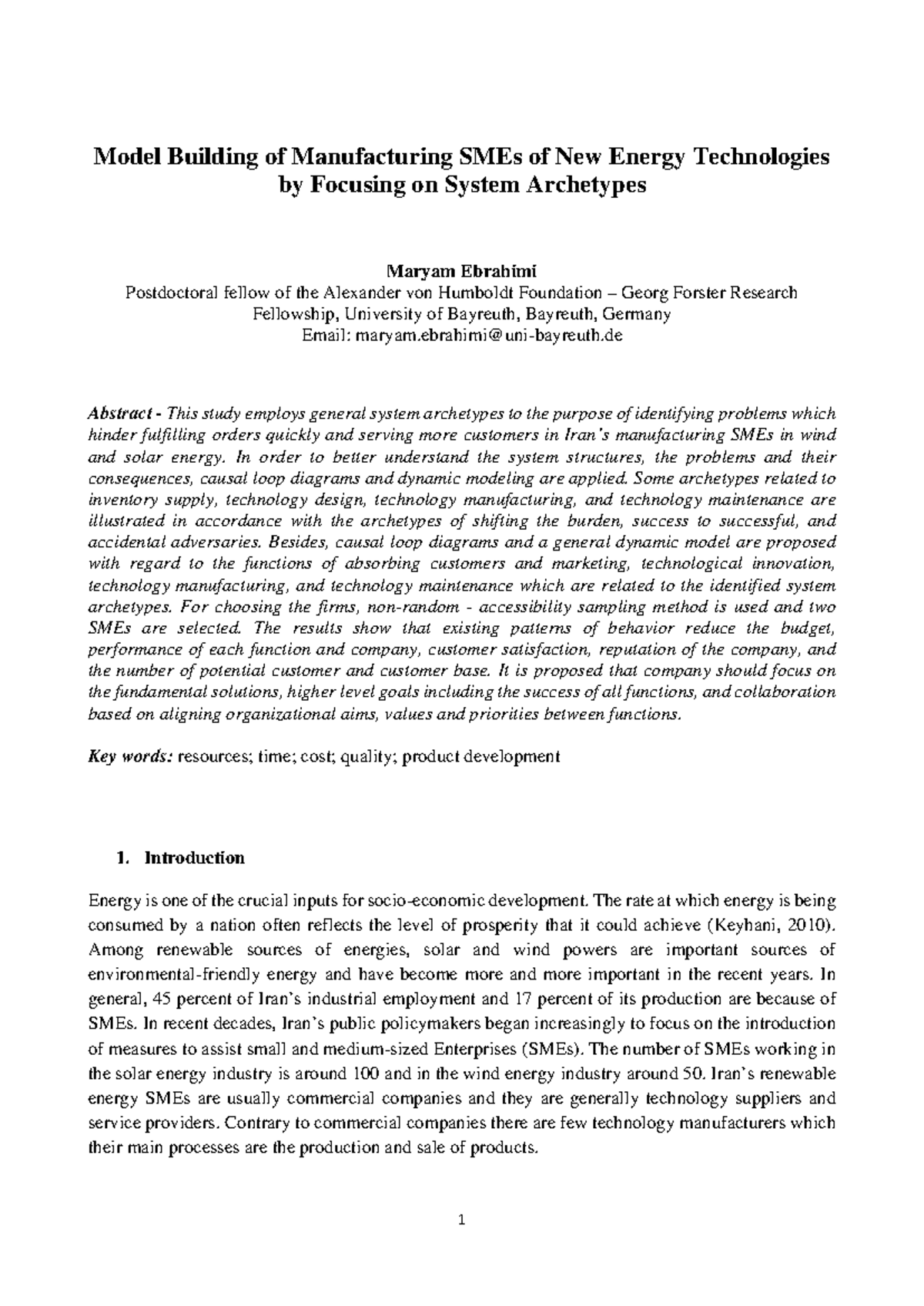 P1218 - System Archetypes in Manufacturing SMEs of New Energy Tech ...