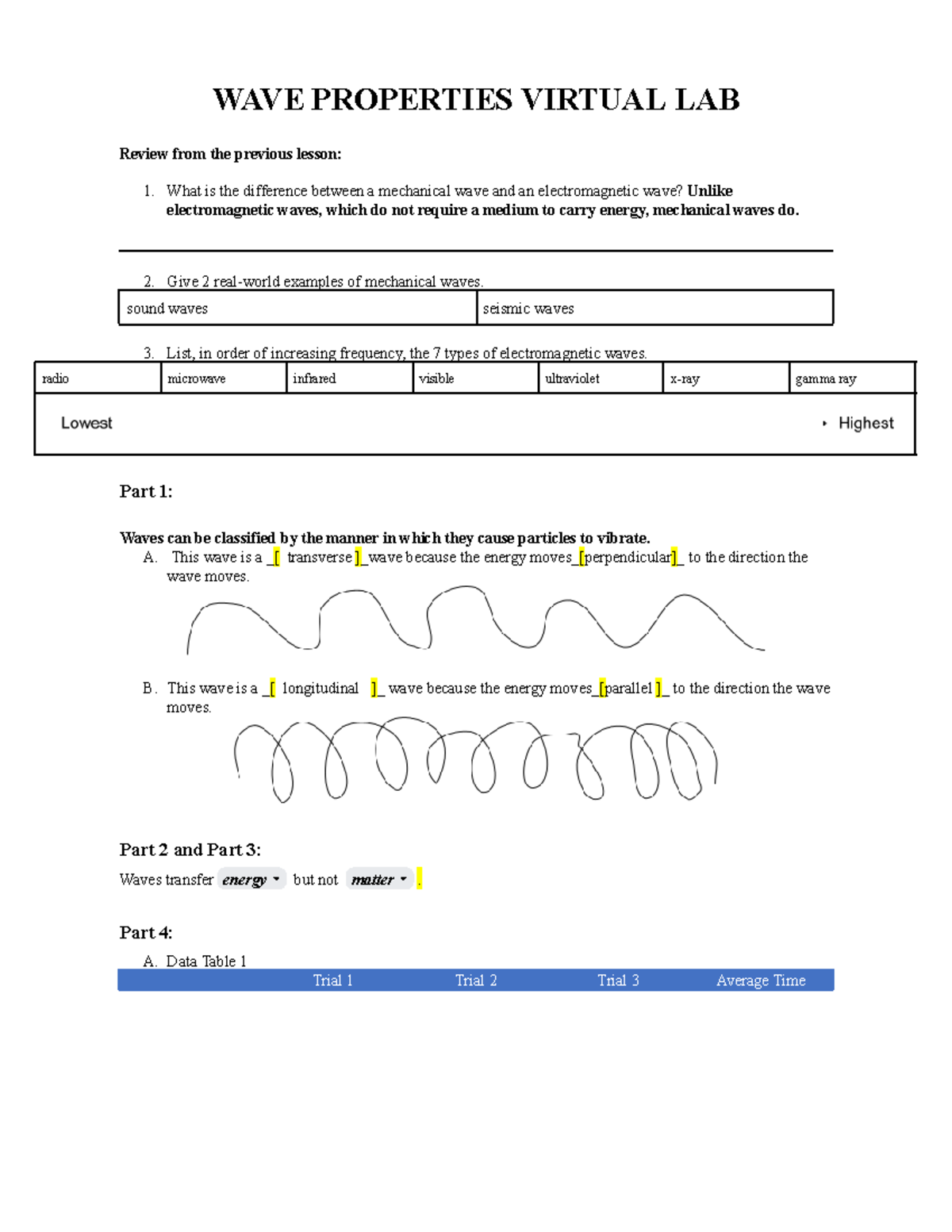 Copy of Wave Properties Virtual Lab - WAVE PROPERTIES VIRTUAL LAB ...