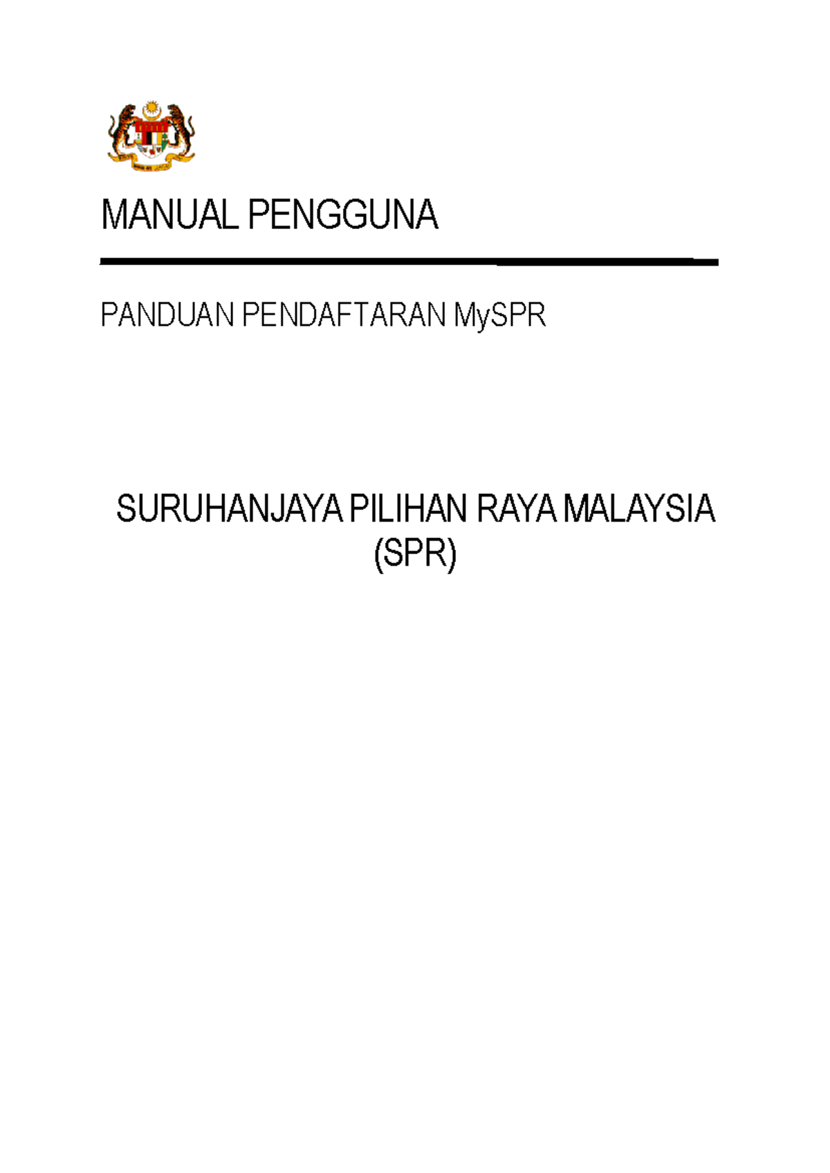 Panduan Pendaftaran MySPR: Manual Pengguna Lengkap dan Terperinci - Studocu