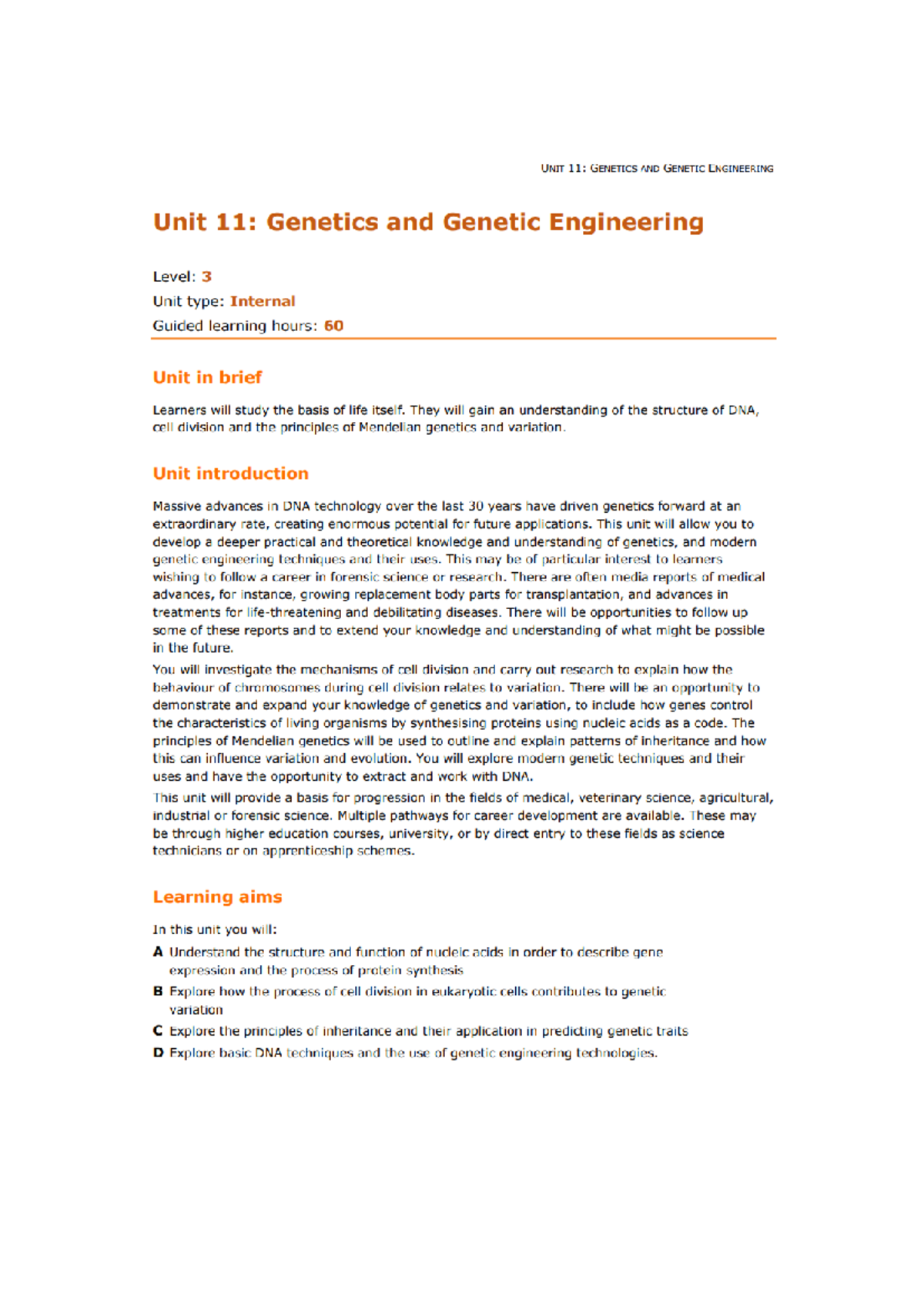 UNIT 11: Genetics and Genetic Engineering - Comprehensive Study Guide ...