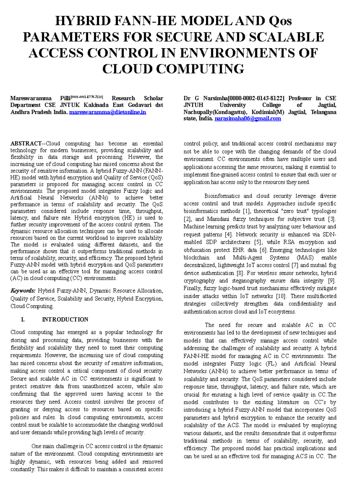 Hybrid Model & QoS Parameters for Secure Access Control in Cloud ...
