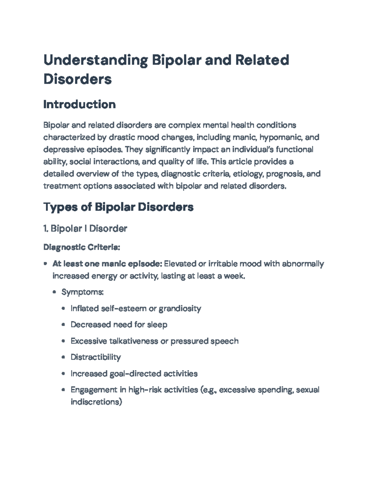 Understanding Bipolar and Related Disorders: Types, Treatment, and ...