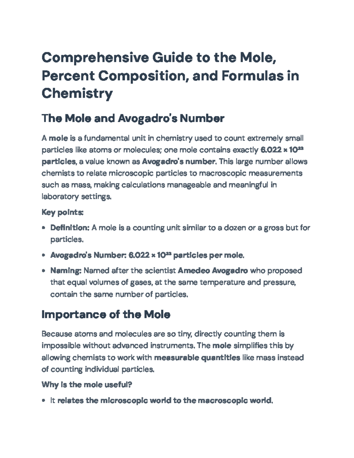 Comprehensive Guide to the Mole, Molar Mass & Composition (CHEM 101 ...