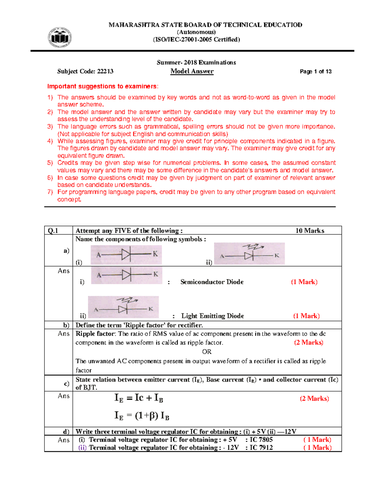 22213 2018 Summer model answer paper - (Autonomous) (ISO/IEC- 27001 ...