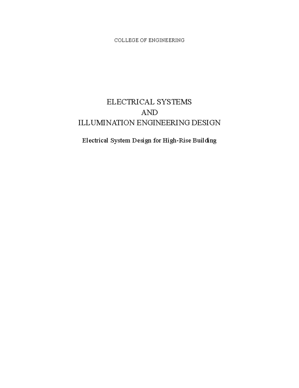 Elecctrical System Design for High-rise Building - COLLEGE OF ...