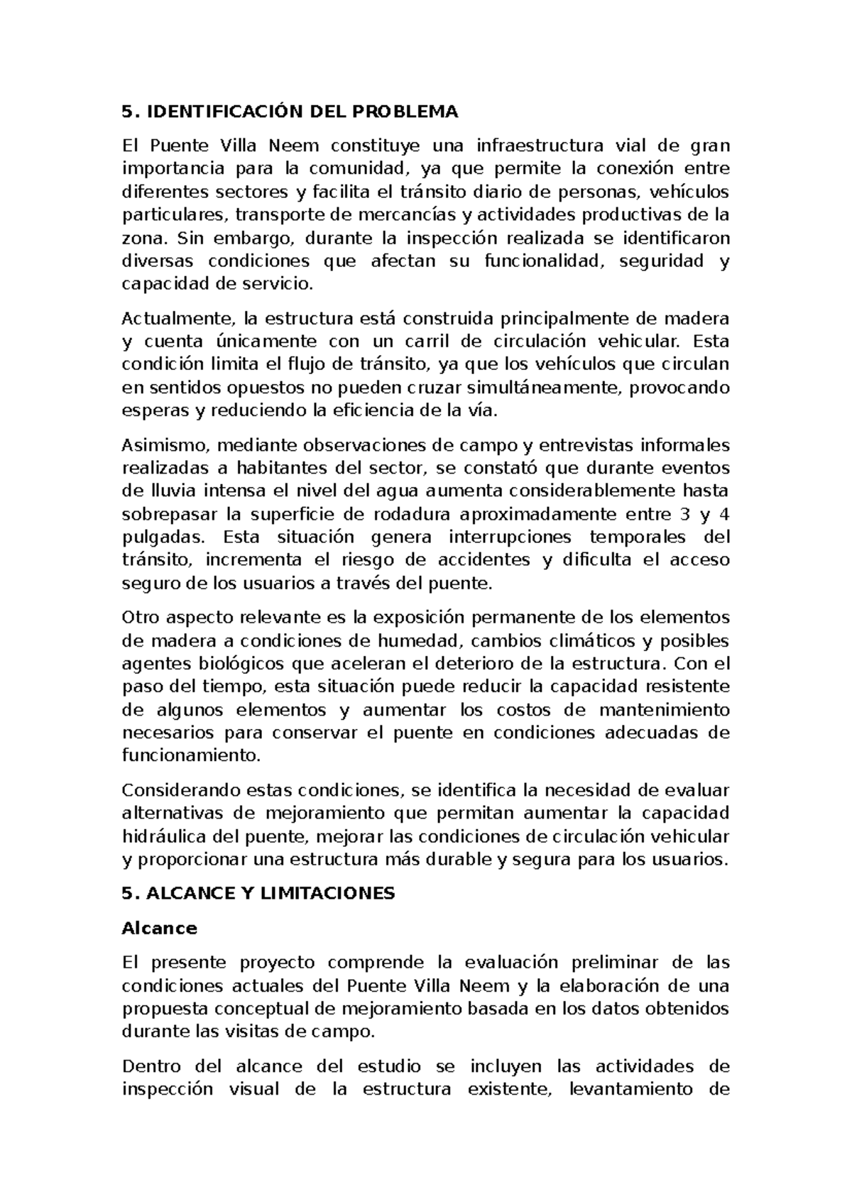 Evaluación y Propuesta de Mejoramiento del Puente Villa Neem ...
