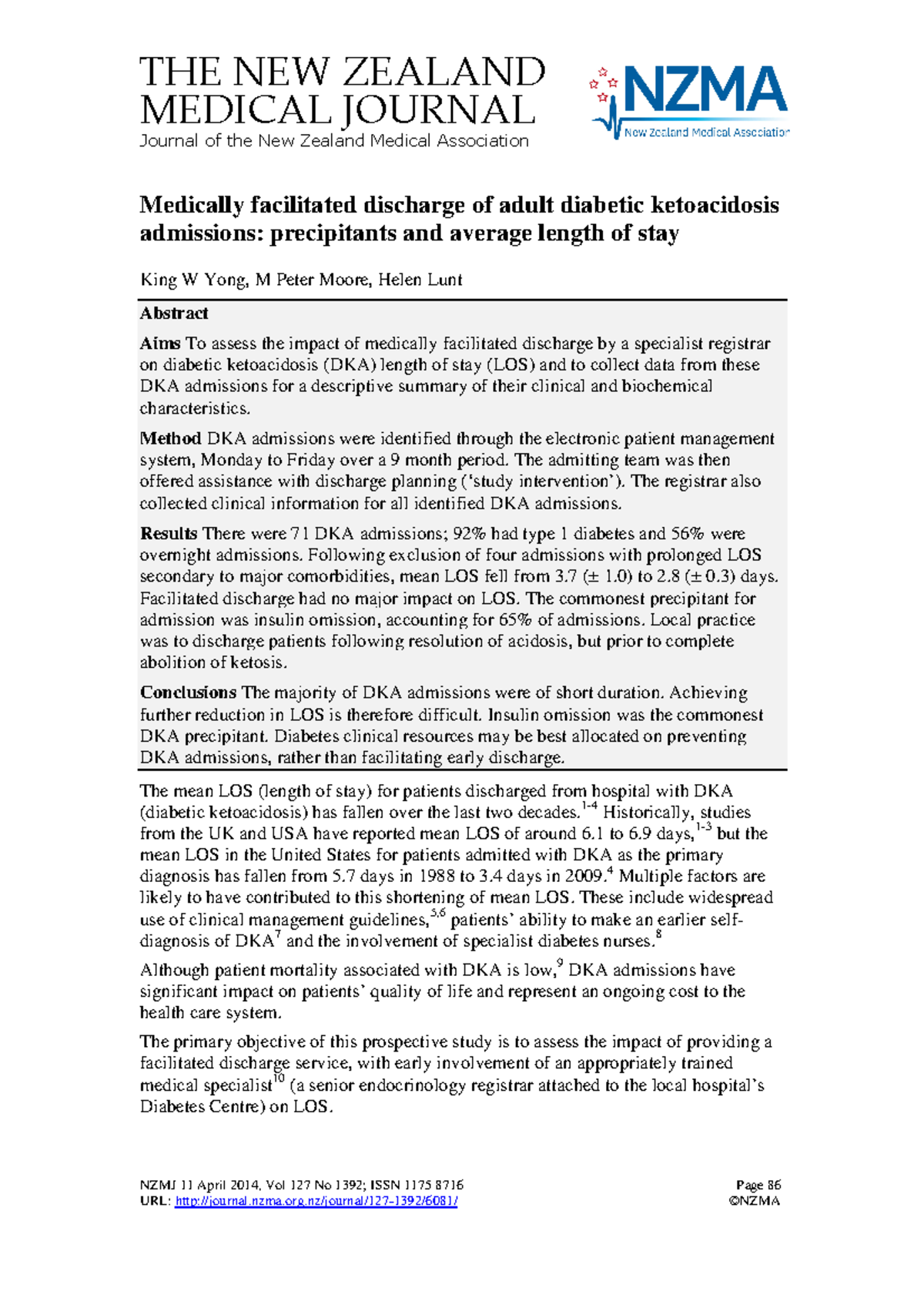 Medically facilitated discharge of adult diabetic ketoacidosis ...