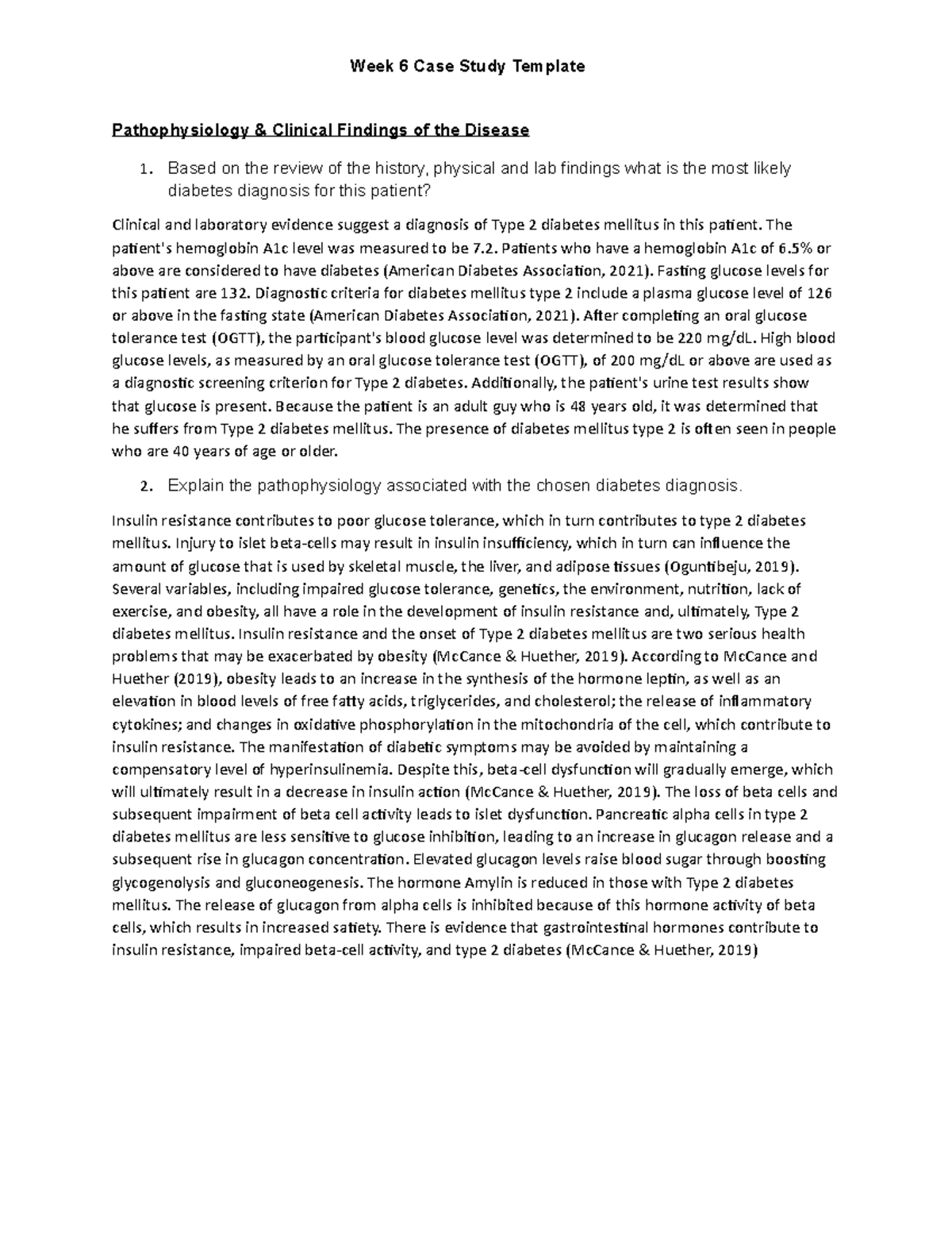 Week 6 Case Study - Pathophysiology & Clinical Findings of the Disease ...