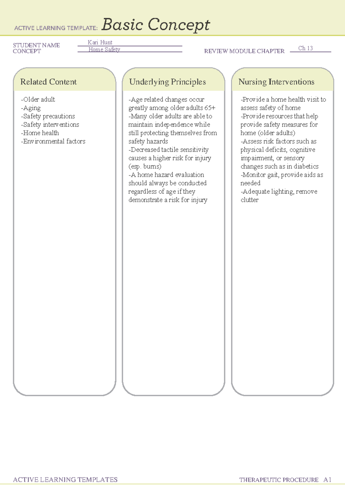 Basic Concepts Review Ch 13: Home Safety for Older Adults - Studocu