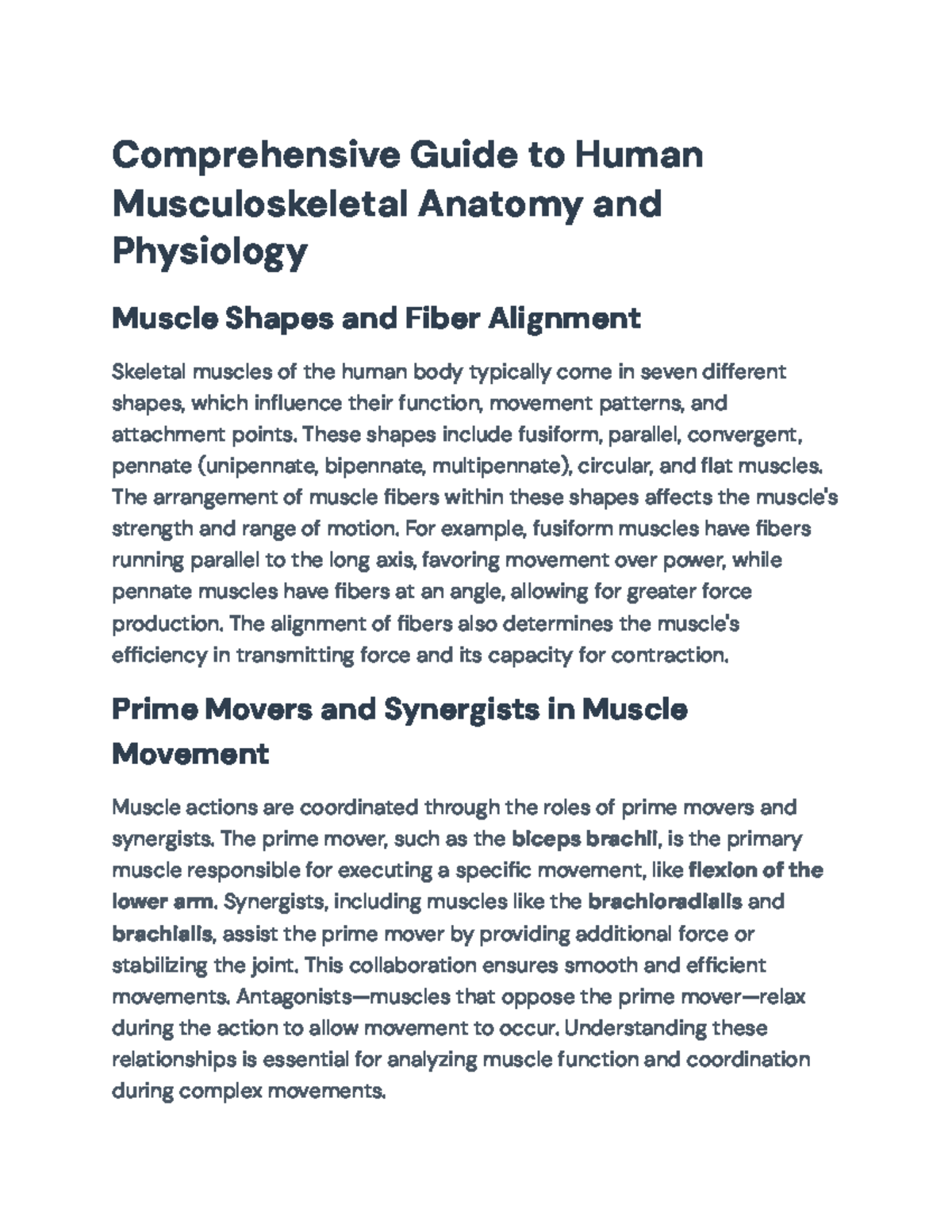 Comprehensive Overview of Human Musculoskeletal Anatomy (ANAT 101) - Studocu