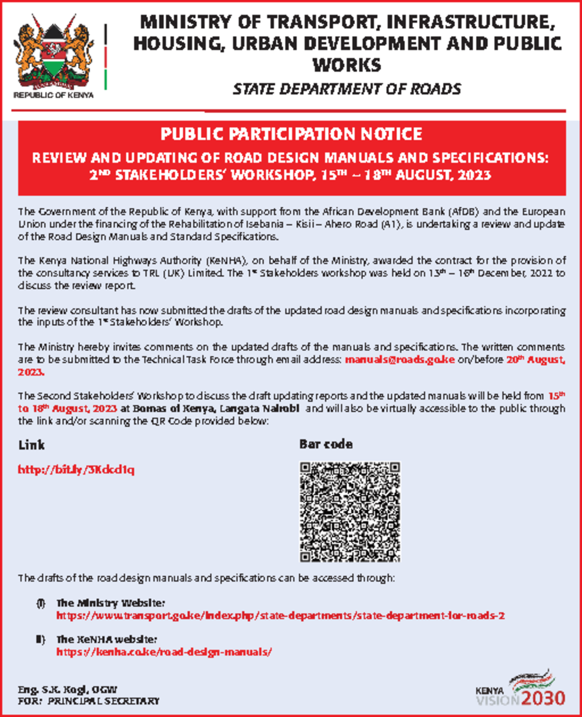 MIN OF Transport Public Participation Notice - 2nd Stakeholders ...