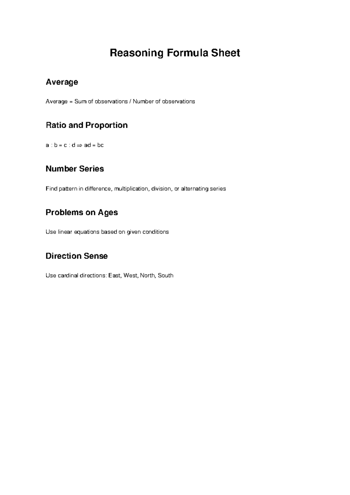 Reasoning formulas - Electrical engineering - Studocu