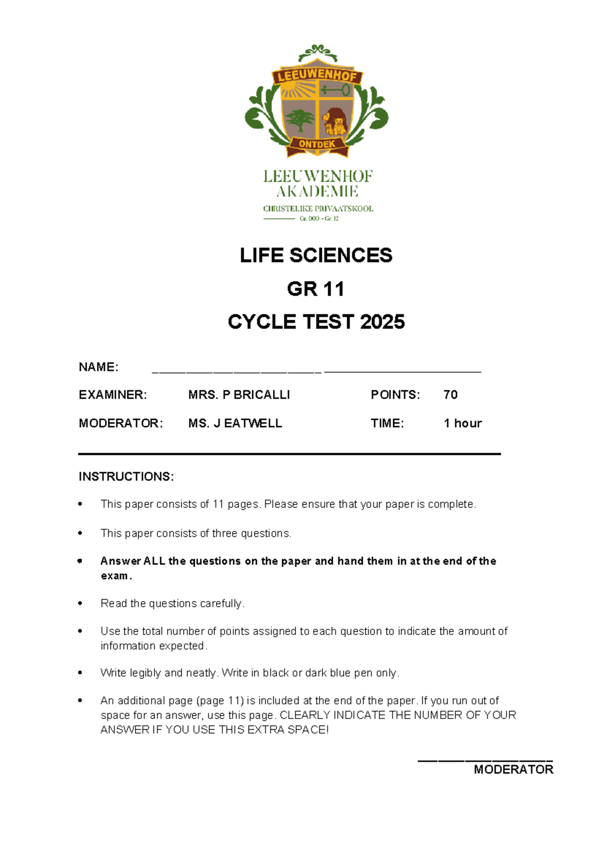 Life sciences Gr 12 cycle test on micro-organisms 2025 - Studocu