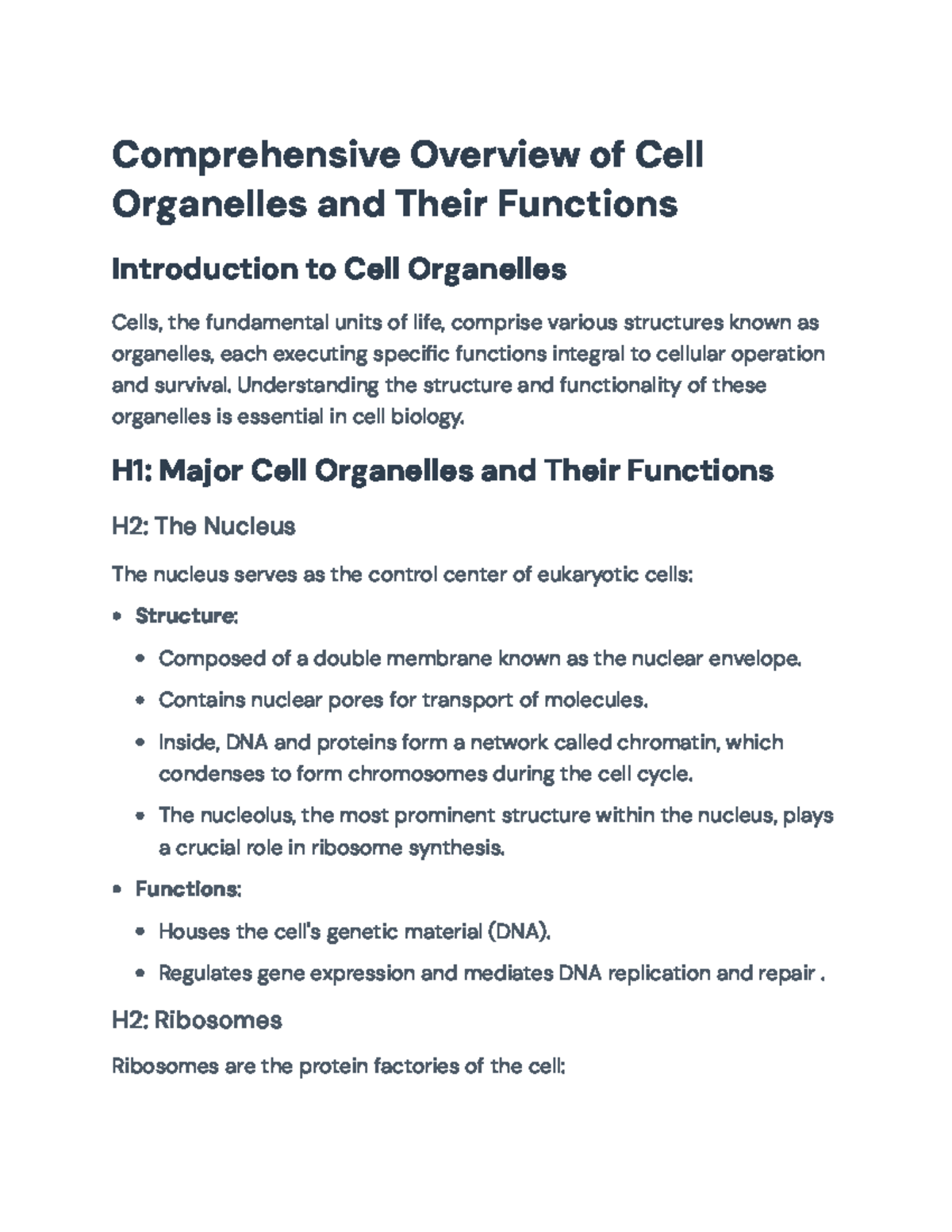 Comprehensive Overview of Cell Organelles (Biology 101) - Comprehensive ...