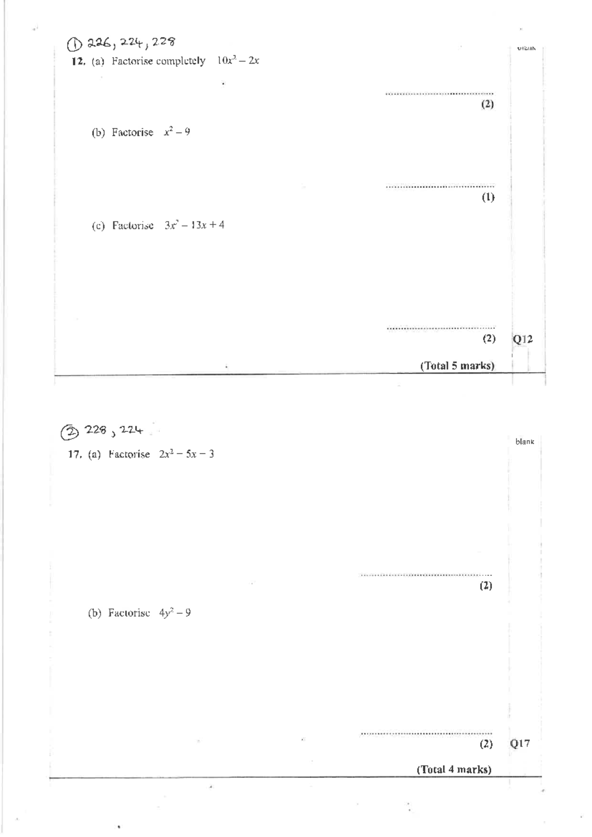 Quadratic Equations Classwork Exam Questions - Important Review Q44 ...