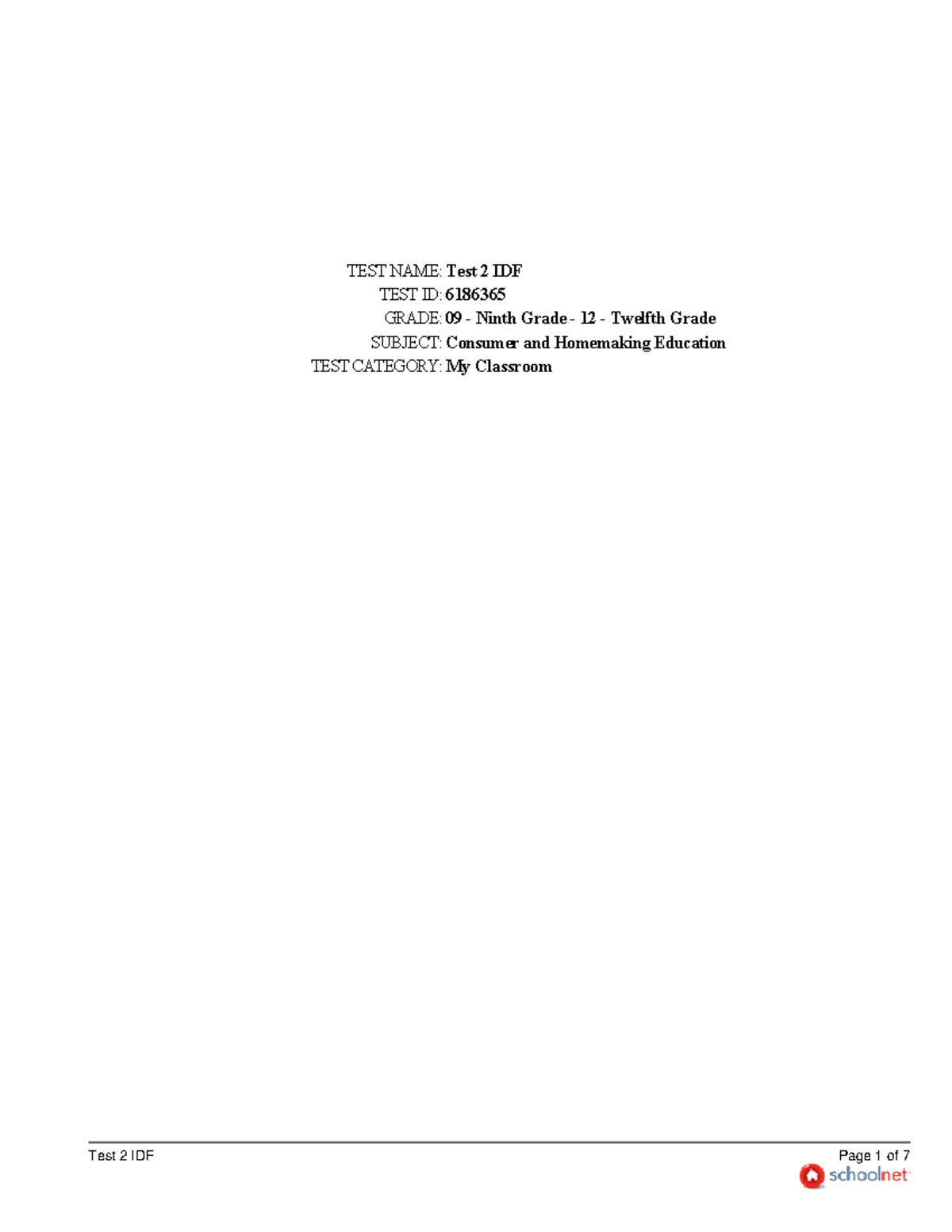 Test 2 IDF: Consumer and Homemaking Education Exam Review - Studocu