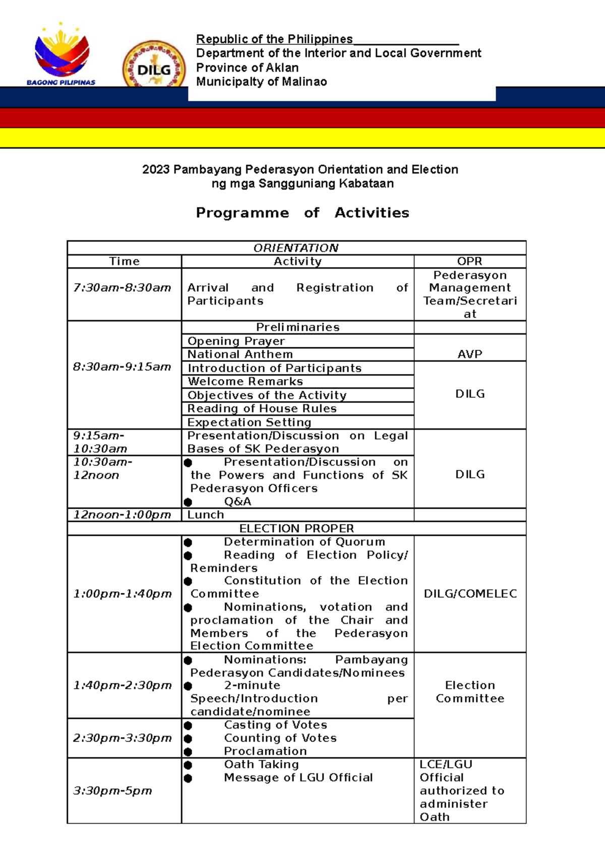 2023 PPSK Orientation & Election Activities Program - Studocu